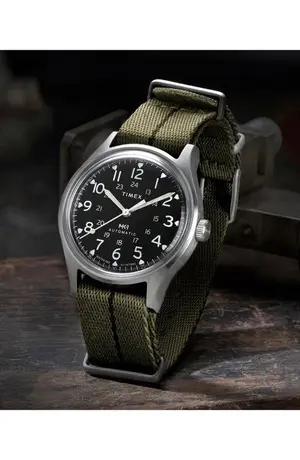 Timex® Mk1 Automatic Stainless Steel Watch With Webbing Strap