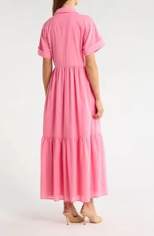SUGARLIPS Tiered Maxi Shirtdress