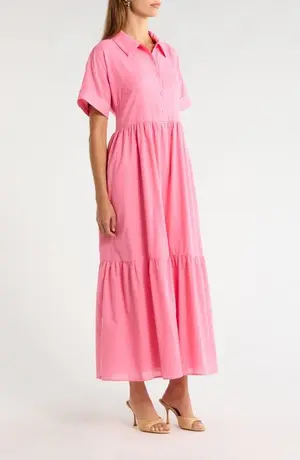 SUGARLIPS Tiered Maxi Shirtdress