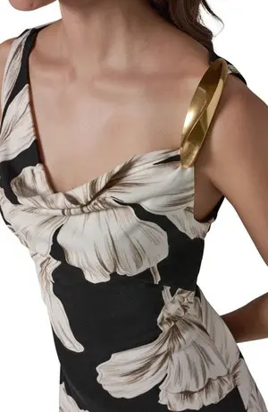 Donna Karan New York Floral Asymmetrical Midi Dress