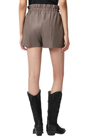 ALLSAINTS Fran Leather Shorts - Mole Brown