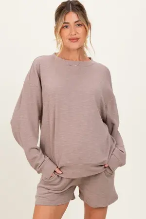 PINKBLUSH Pullover & Shorts Set - Mocha