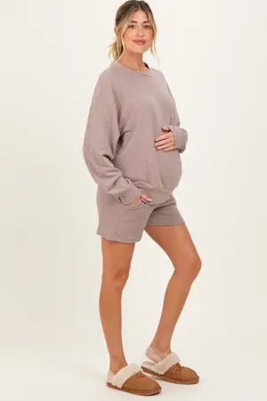 PINKBLUSH Pullover & Shorts Set - Mocha