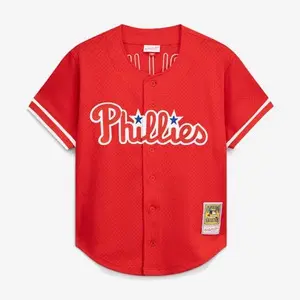 Mitchell & Ness Jimmy Rollins Philadelphia Phillies Cooperstown Mesh Batting Practice Button-up Jersey