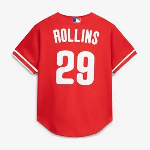Mitchell & Ness Jimmy Rollins Philadelphia Phillies Cooperstown Mesh Batting Practice Button-up Jersey