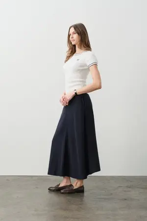 Naked Cashmere Victoria Cotton Cashmere Baby Tee - Ecru/navy
