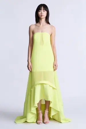 Bcbgmaxazria Farrah Gown Strapless Chiffon Floor-length Gown