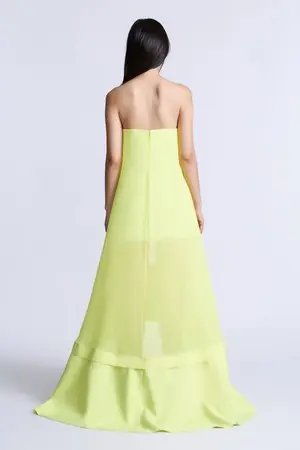 Bcbgmaxazria Farrah Gown Strapless Chiffon Floor-length Gown