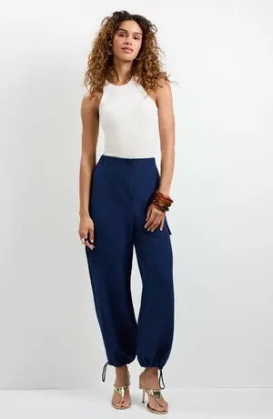 Trina Turk Alico Cargo Pants With Ankle Ties