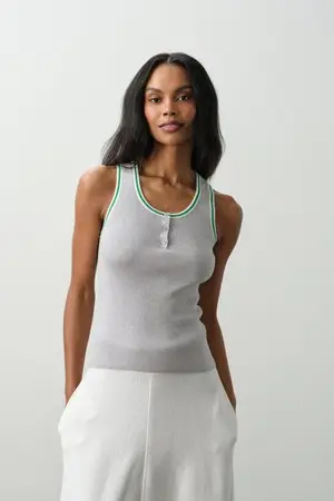 Naked Cashmere Camille Cotton Cashmere Tank - Heather Grey/multi