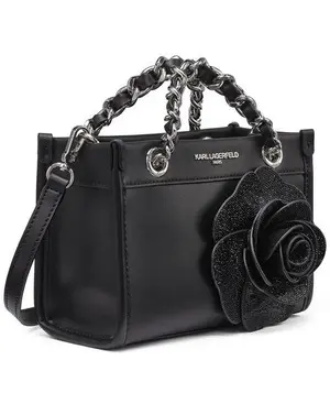 Karl Lagerfeld Paris Savoie Crossbody Bag With Embellished Flower - Black/silver
