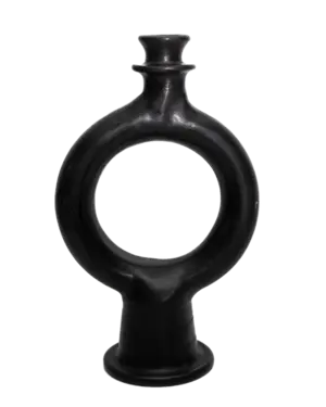 UNE VIE NOMADE Moroccan Glazed Terracotta Candle Holder - Black