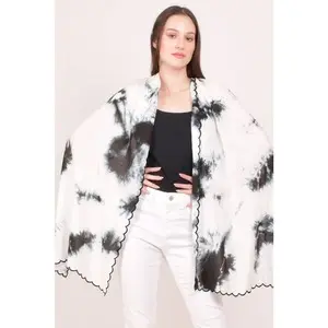 RAAS Tie-dye Cutwork Border Stole Scarf - Monochrome