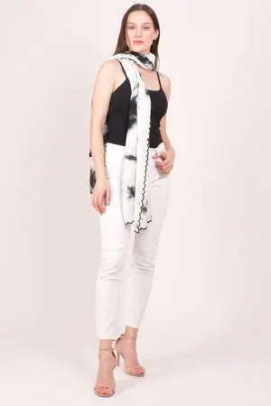 RAAS Tie-dye Cutwork Border Stole Scarf
