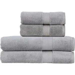 CHRISTY Supreme Hygro Luxury 100% Supima Cotton 4 Piece Bath Sheet Set - Silver