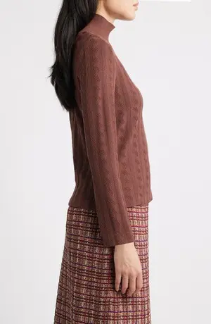 Misook Textured Knit Mock Neck Top
