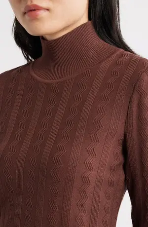 Misook Textured Knit Mock Neck Top