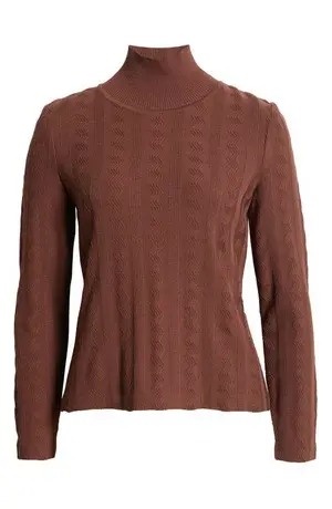 Misook Textured Knit Mock Neck Top
