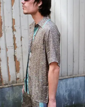 MONZLAPUR Paisley Motif Short Sleeve Shirt - Mint