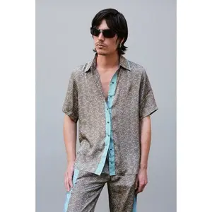 MONZLAPUR Paisley Motif Short Sleeve Shirt - Mint
