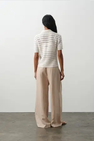 Naked Cashmere Crochet Polo Shirt With Chest Pocket - Ecru