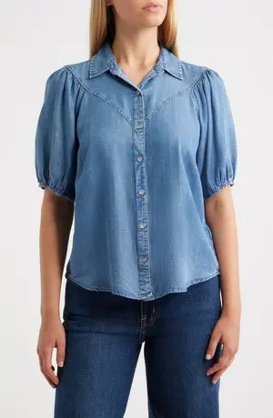 BEACHLUNCHLOUNGE Beachlunchlounge Lida Short Sleeve Denim Shirt