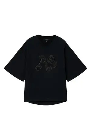 ALLSAINTS Icon Amelie Oversize Rhinestone Cotton T-shirt - Black