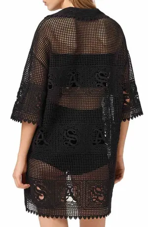 ALLSAINTS Kyra Mesh Cover-up Mini Dress - Black