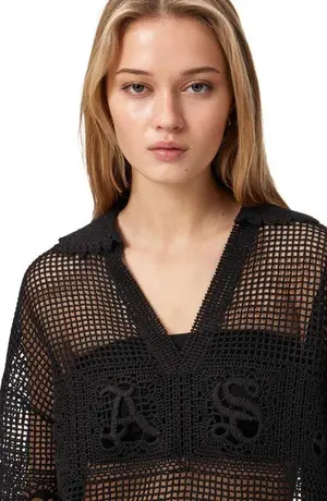 ALLSAINTS Kyra Mesh Cover-up Mini Dress - Black