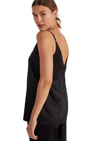 HAVEN WELL WITHIN Washable Silk Double V Sleep Cami - Black