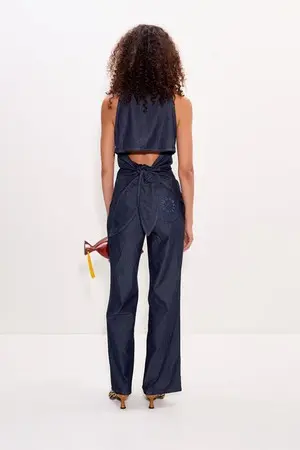 SIMONMILLER Sleeveless Chambray Shirt With Tie Back