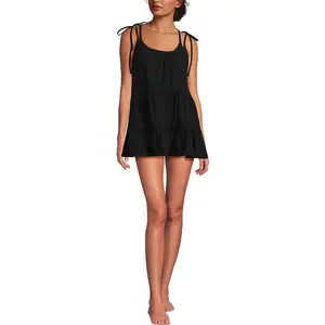 LANDS' END New Tiered Cover Up Mini Dress - Black