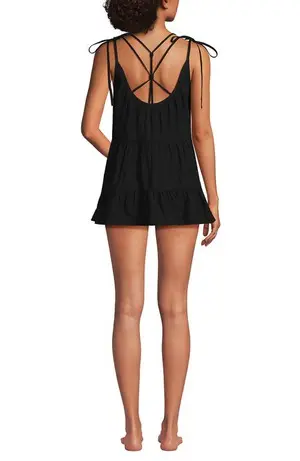 LANDS' END New Tiered Cover Up Mini Dress - Black