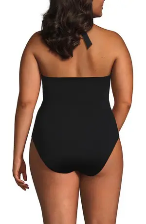 LANDS' END Halter One-piece With Knot Twist Detail