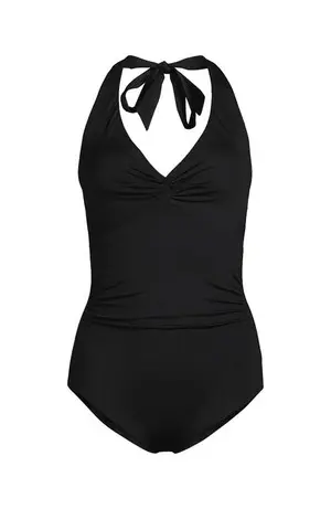 LANDS' END Halter One-piece With Knot Twist Detail