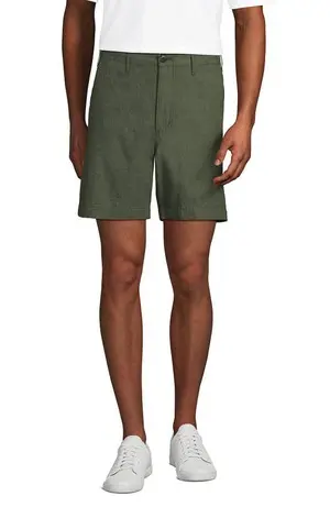 LANDS' END Classic Fit Linen Blend Shorts - Pale Elm Tree