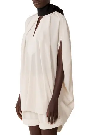 LANVIN Knotted Loose-fit Crepe Top With Grosgrain Bow