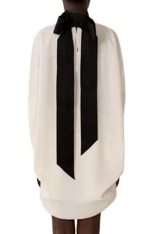 LANVIN Knotted Loose-fit Crepe Top With Grosgrain Bow