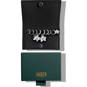 IMBER Orchid Motif Hoop And Stud Earring Set - Silver