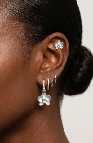 IMBER Orchid Motif Hoop And Stud Earring Set