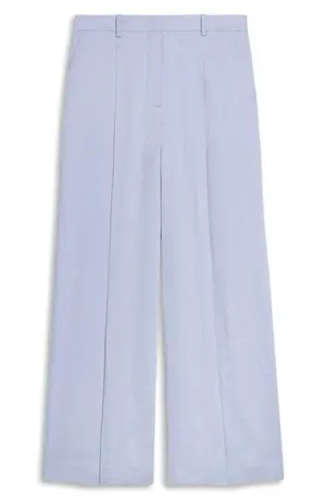 Theory Pleated Linen Blend Wide Leg Pants