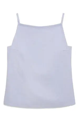Theory Linen Blend Square Neck Tank - Cornflower