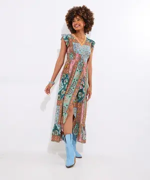JOE BROWNS Patchwork Slit Maxi Dress