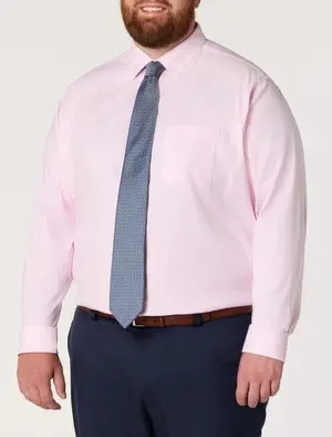 OAK HILL BY DXL Big & Tall Mini Grid Patterned Dress Shirt