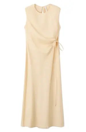 Mango Sleeveless Wrap Midi Dress - Vanilla