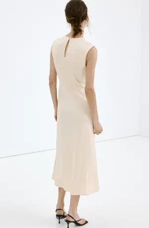 Mango Sleeveless Wrap Midi Dress - Vanilla