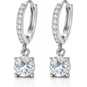 DONATELLO GIAN Crystal Cubic Zirconia Drop Hoop Earrings - Silver
