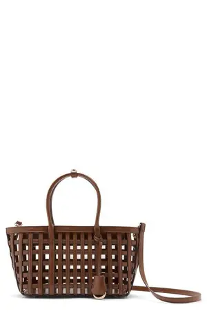 Mango Braided Faux East/west Bag With Top Handle And Crossbody Strap - Leather