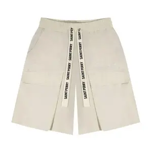 SAINT PERRY Boone Mid-length Straight Cut Shorts In Nylon With Elasticated Waistband - Off-white