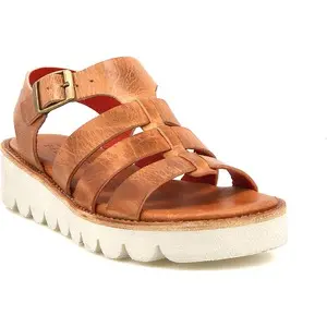 Bed Stu Fisherman Sandals With Adjustable Buckle And Platform Sole - Tan Rustic